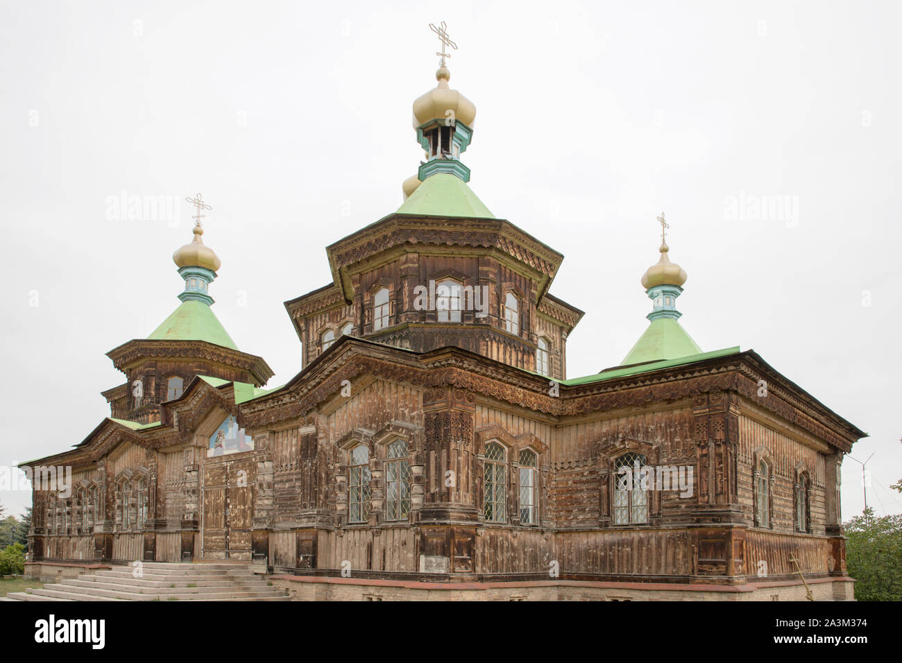 wooden russian orthodox church karakol kyrgyzstan Stock Photo - Alamy