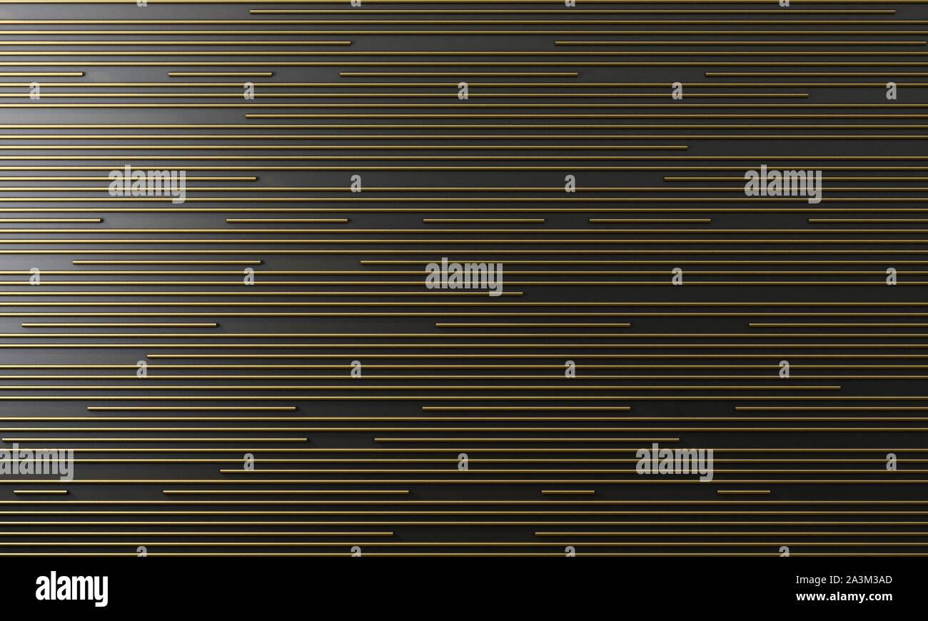 gold matte horizontal lines on black background. 3d rendering Stock ...