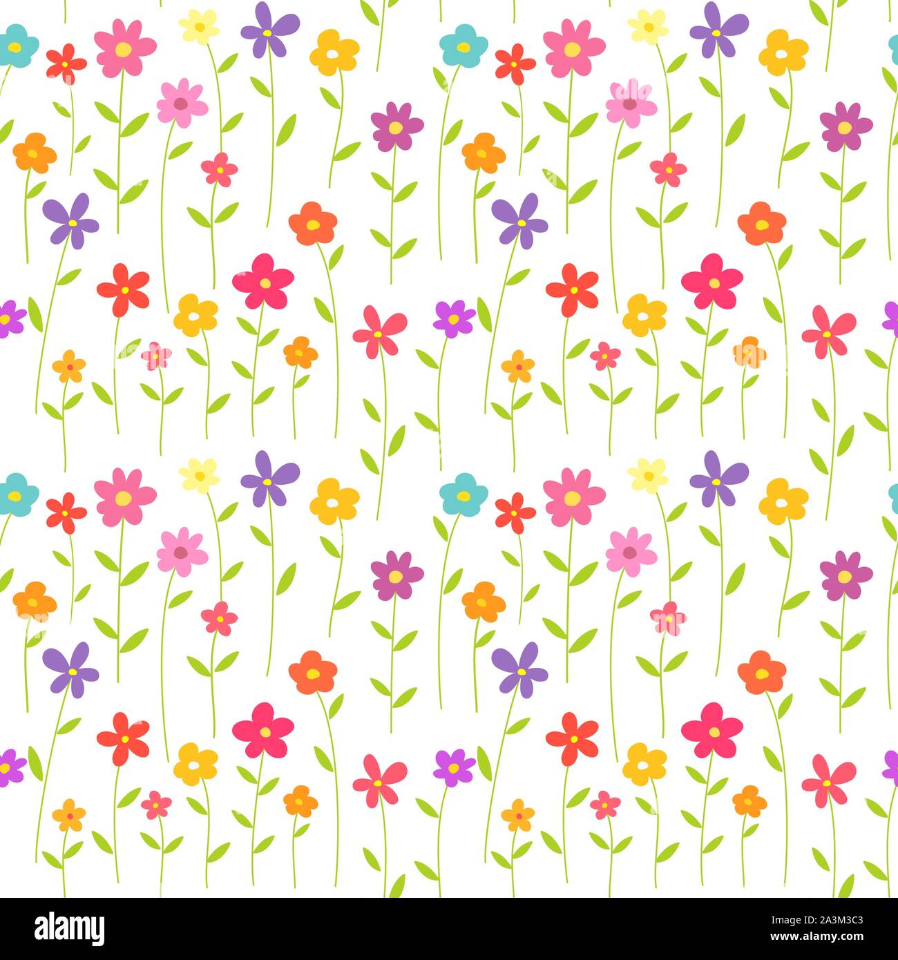 Colorful summer flowers seamless pattern background. Vector ...