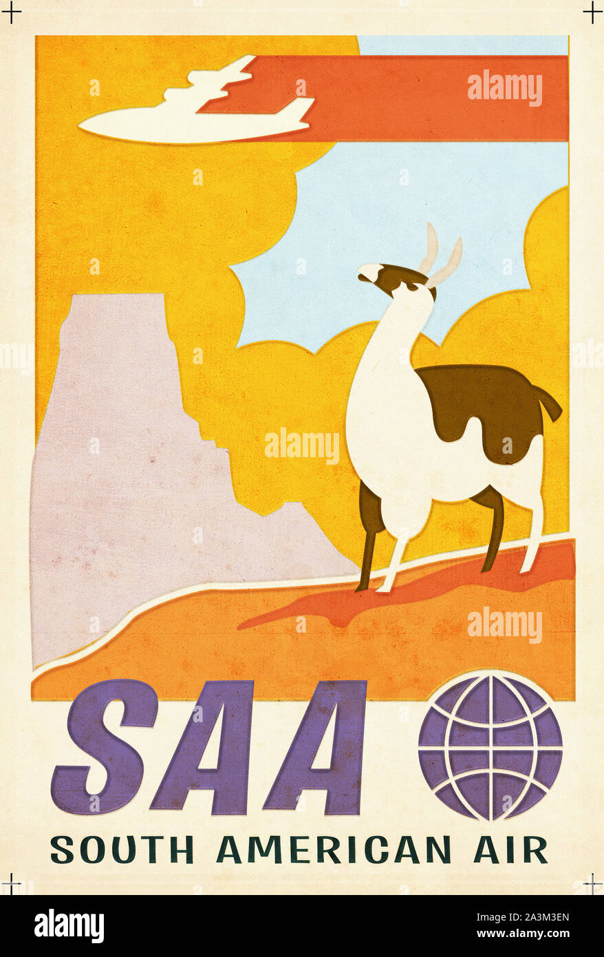 SAA - Vintage Travel poster Stock Photo - Alamy