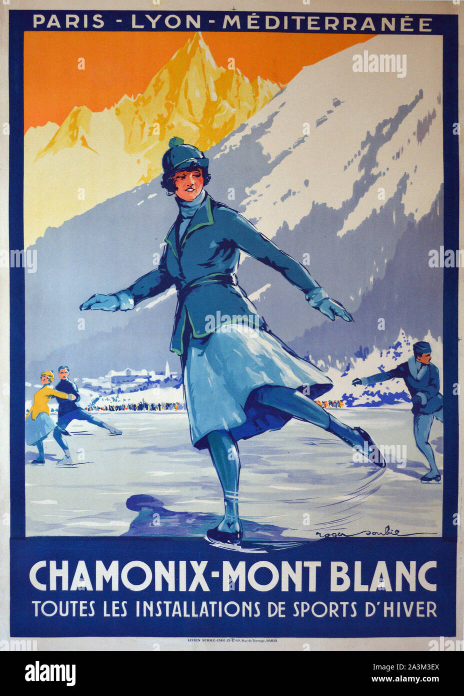 Chamonix Mont Blanc winter olympics 1924 - Vintage poster Stock Photo ...
