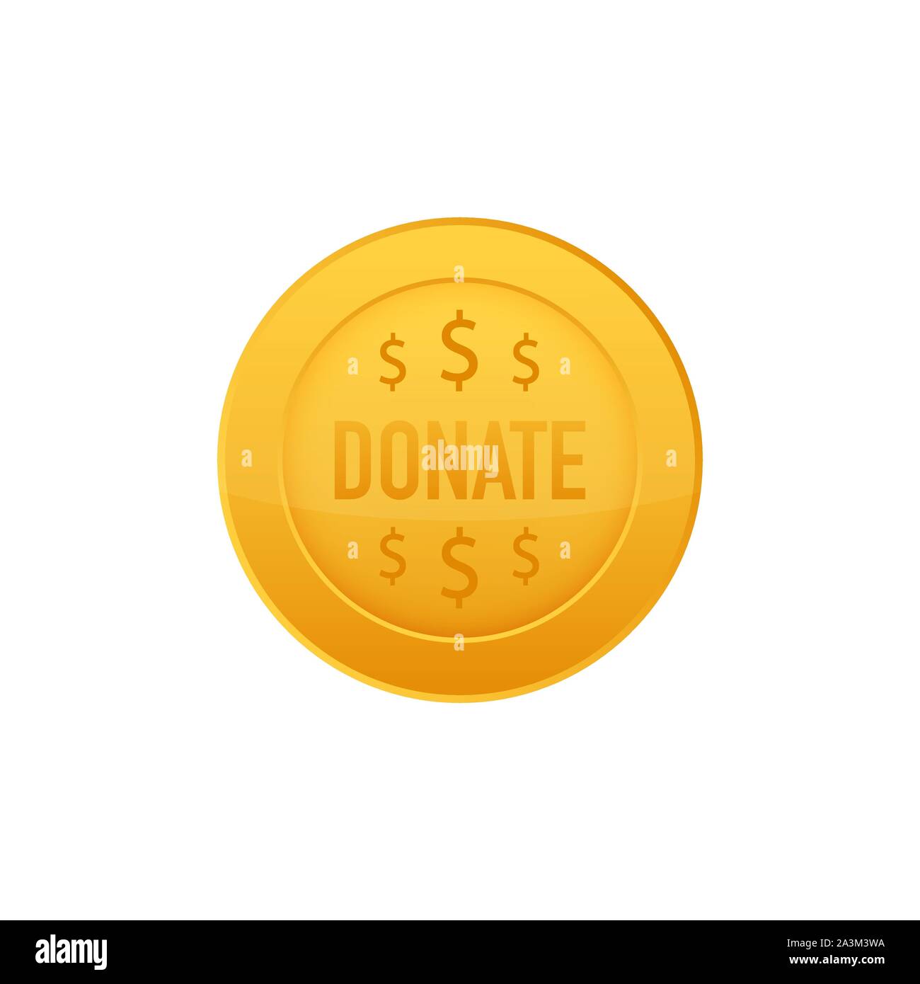 Vector donate concept hand and money button in flat style. Vector ...