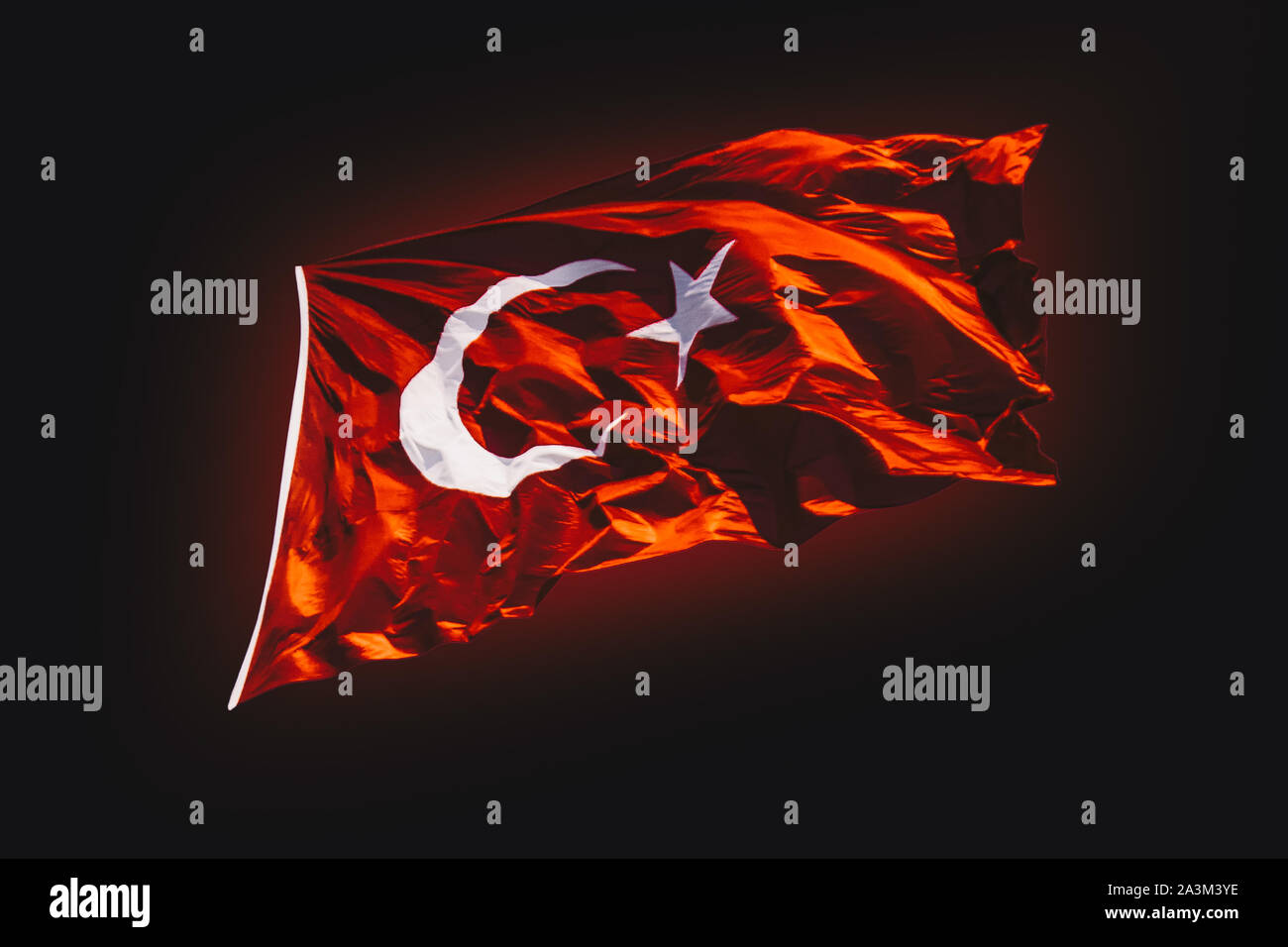 Turkish national flag with white star and moon on red background Stock ...