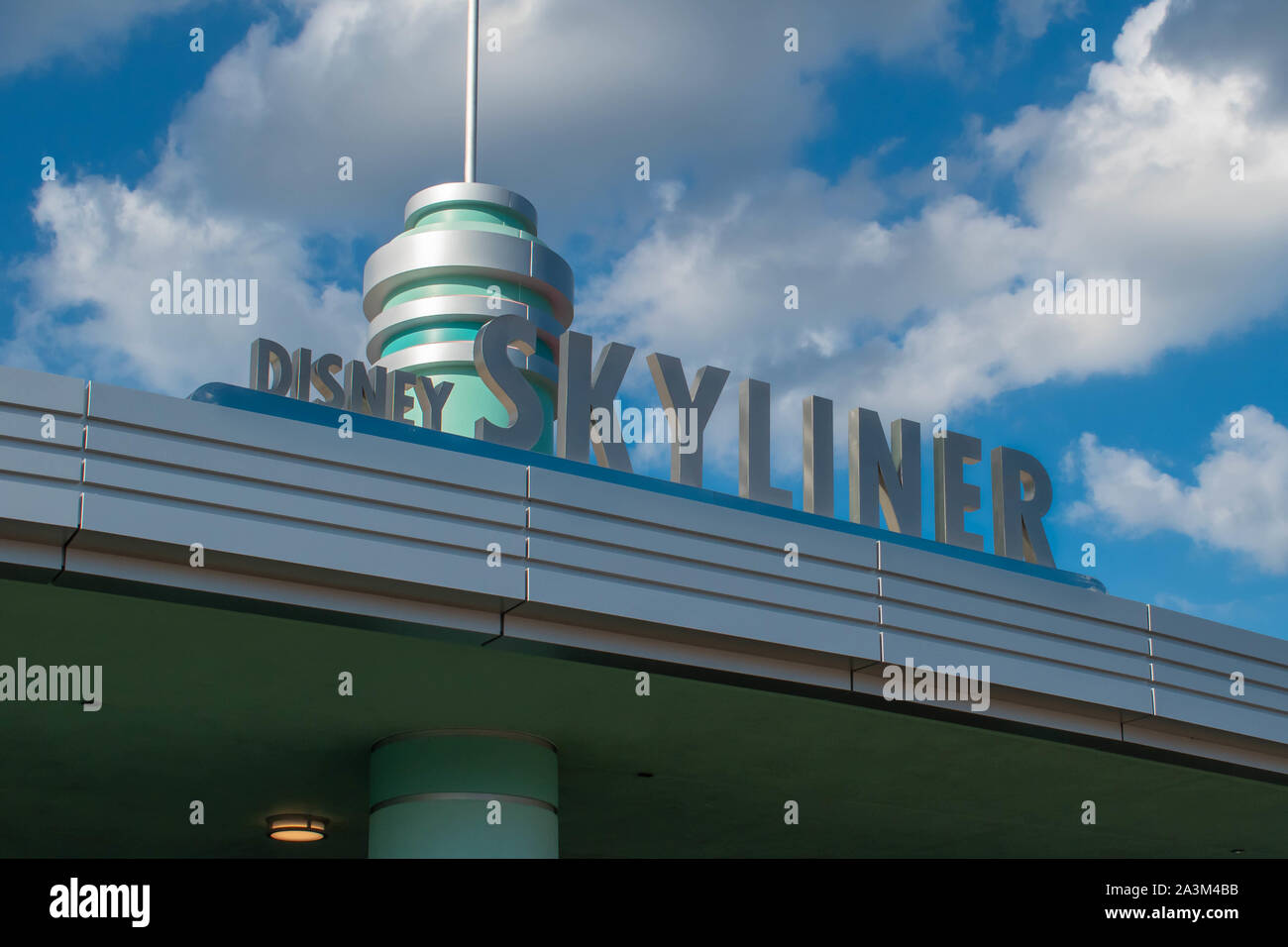 Orlando, Florida. September 27, 2019. Top view of Disney Skyliner sign ...