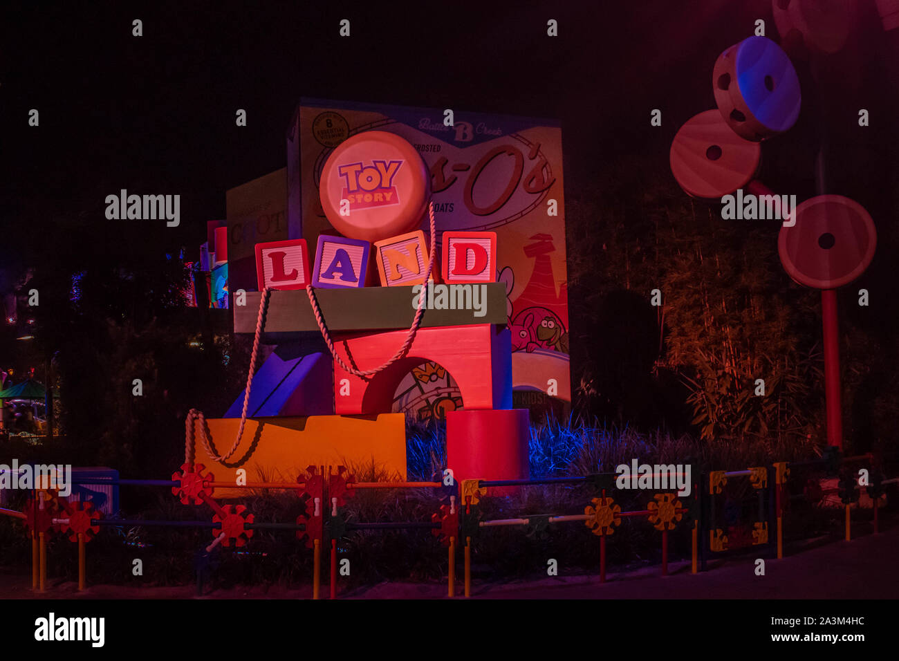 Orlando, Florida. September 27, 2019. Colorful Toy Story Land sign at ...