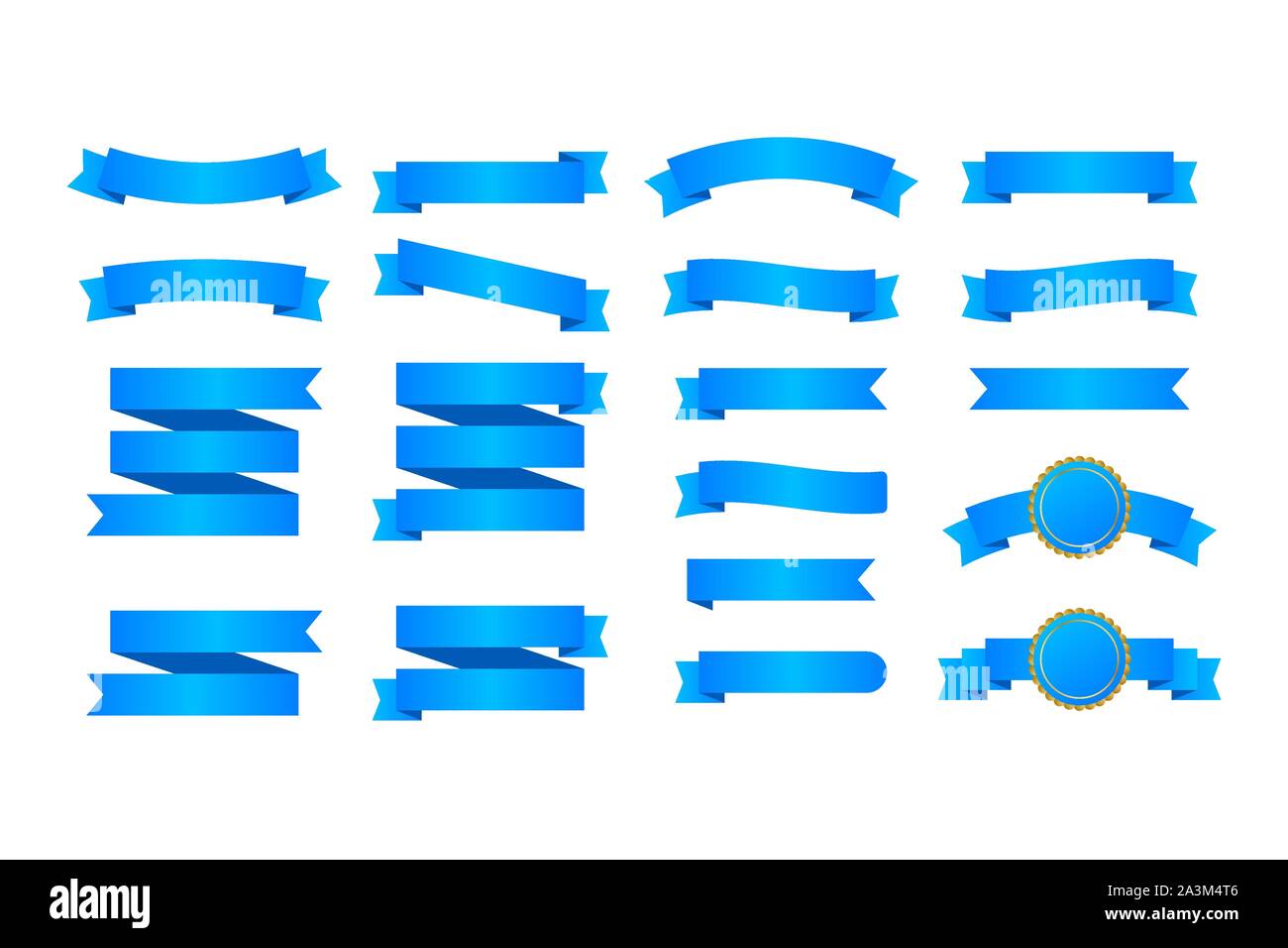 Blue ribbons banners. Set of ribbons. Vector illustration Stock Vector ...