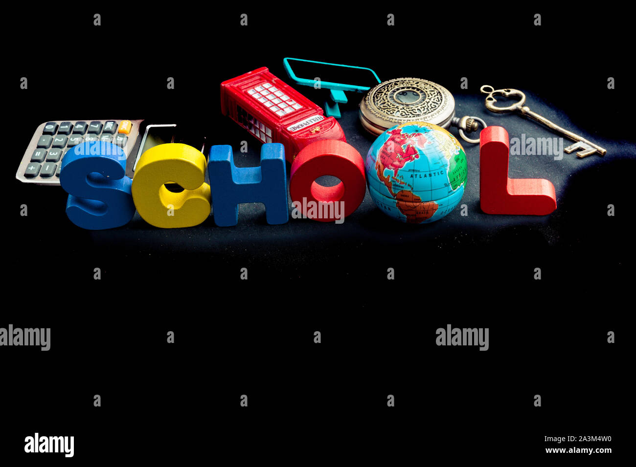 Education concept by School lettering with colorful wooden letters ...