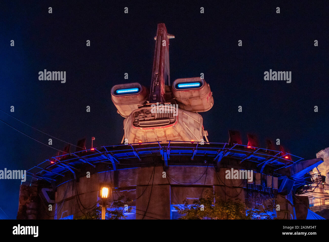 Orlando, Florida. September 27, 2019. Top view of illuminated spaceship ...
