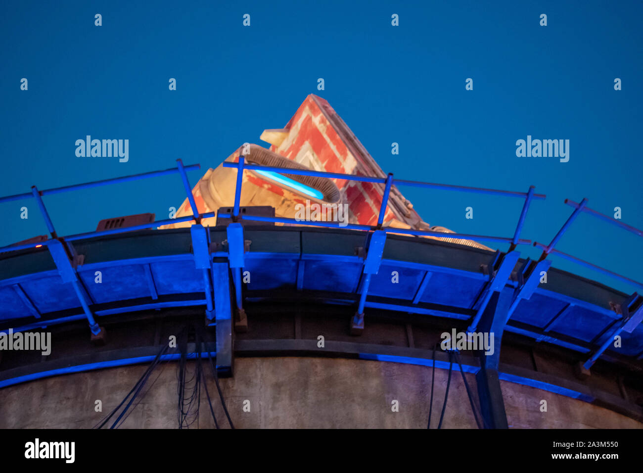 Orlando, Florida. September 27, 2019. Top view of illuminated spaceship ...