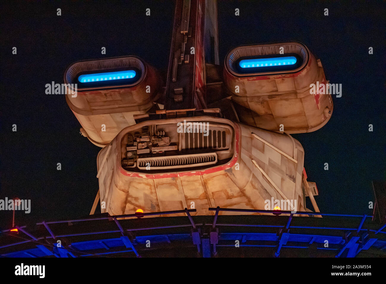 Orlando, Florida. September 27, 2019. Top view of illuminated spaceship ...