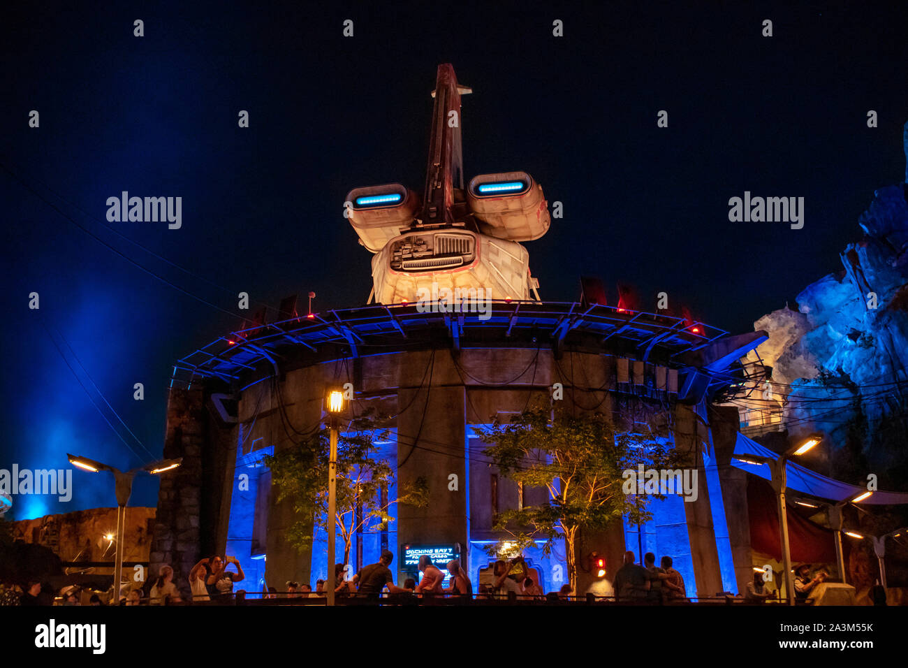Orlando, Florida. September 27, 2019. Top view of illuminated spaceship ...