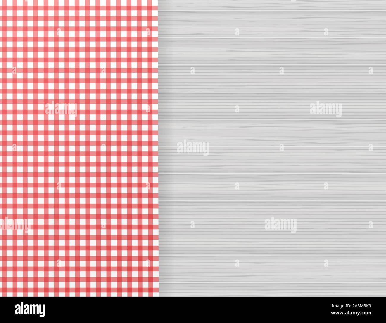 Red corner tablecloth on white wood table. Vector illustration Stock ...