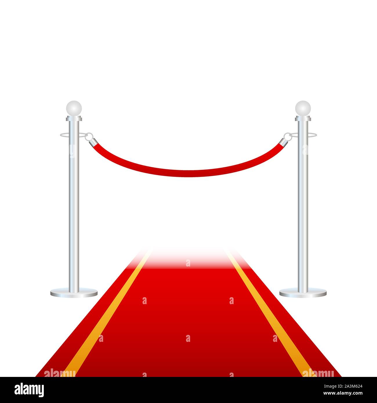 Red carpet with red ropes on golden stanchions. Exclusive event, movie ...