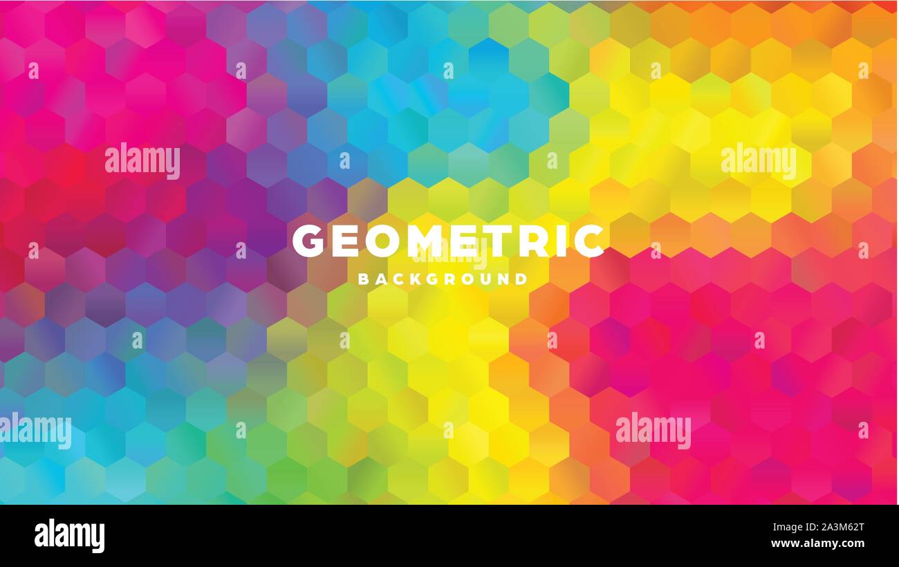 Hexagonal polygonal abstract background. Colorful triangle gradient design. Low poly hexagon ...