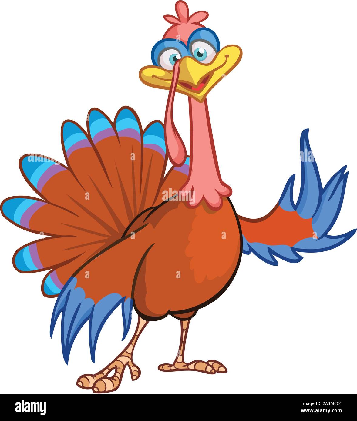 Pointing Turkey Cartoon A cartoon turkey points at your message. EPS 8 ...