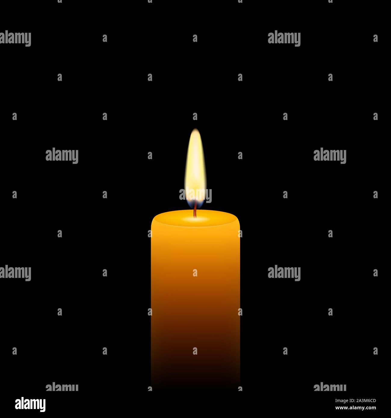 Vector stock illustration of yellow candle on black background Stock ...
