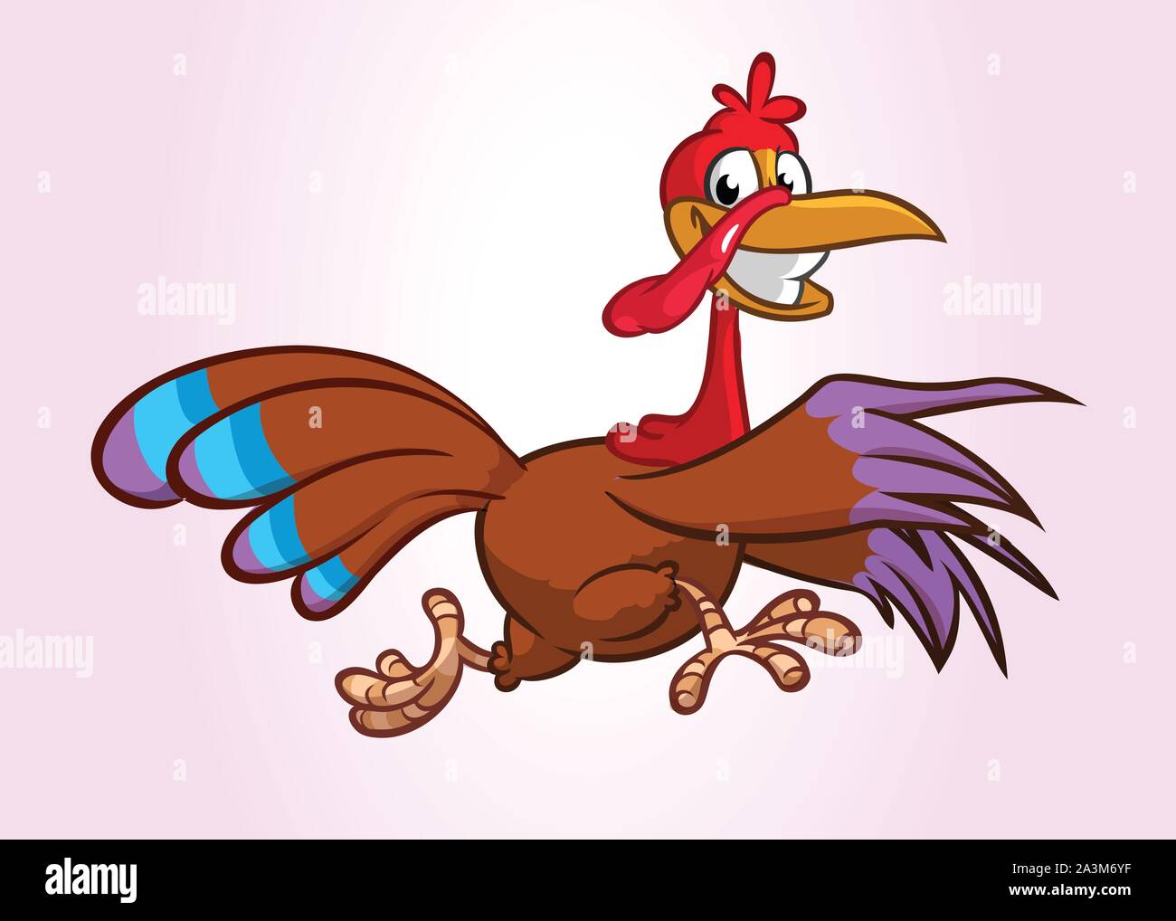 Screaming running cartoon turkey bird character. Vector illustration ...