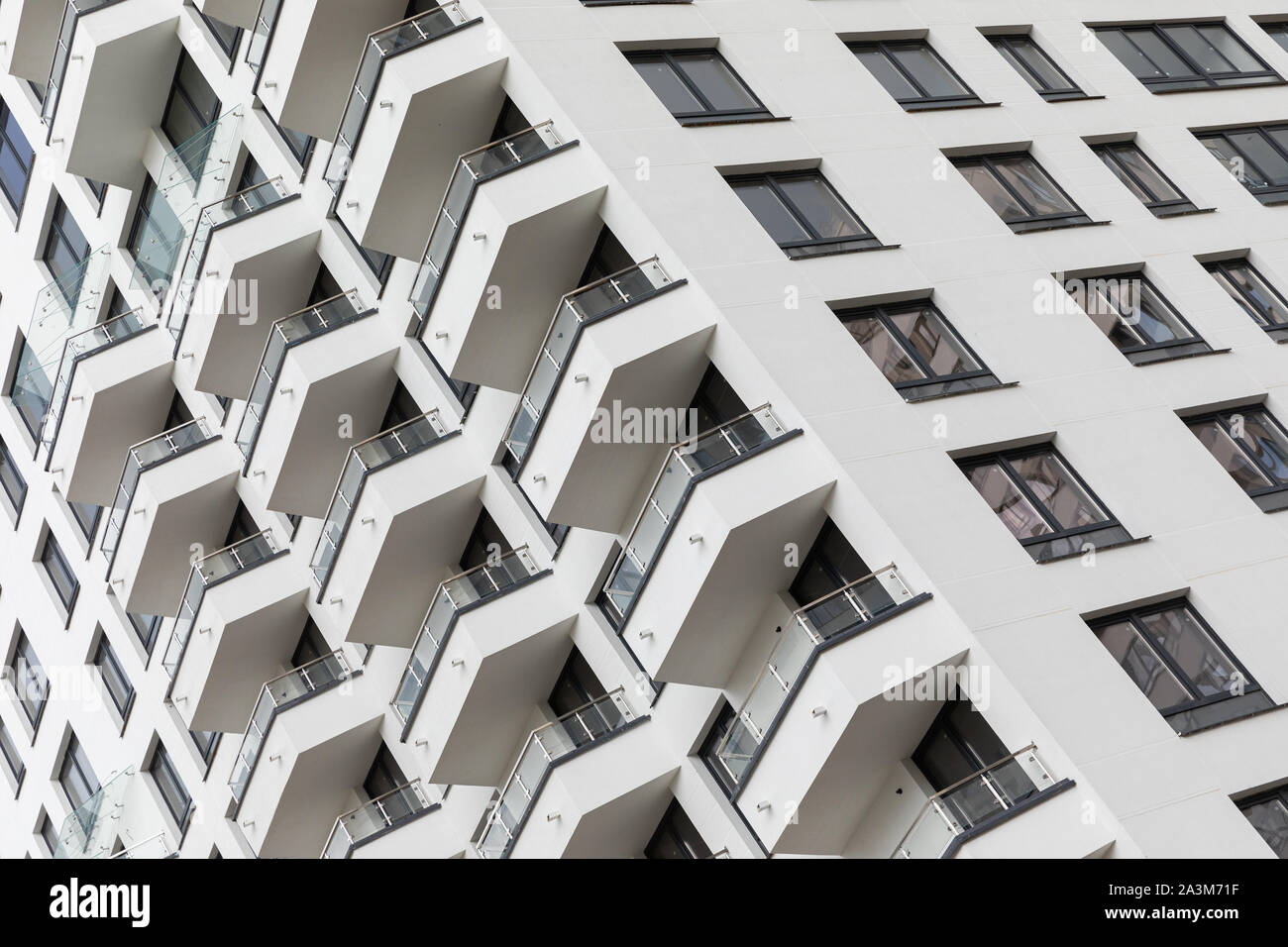 elegant facade of apartment building for architecture design, diagonal ...