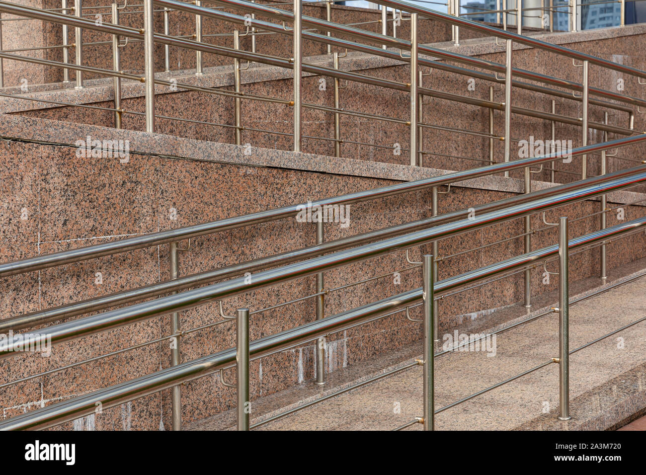 Stainless steel wheelchair ramp guard, concrete entrance slip road ...