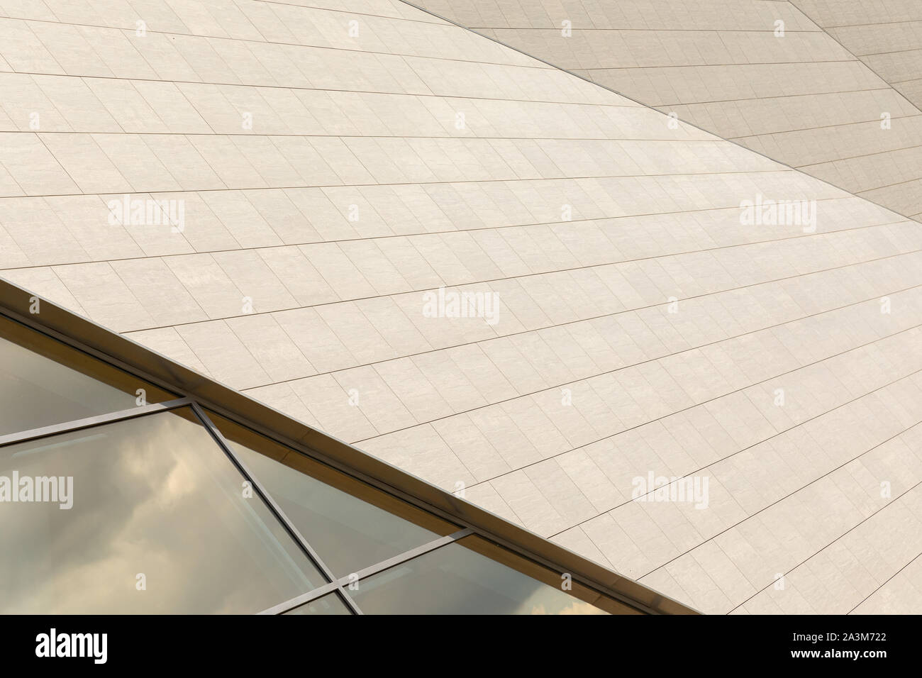 Sophisticating modern roof facade design. Surface with horizontal lines ...