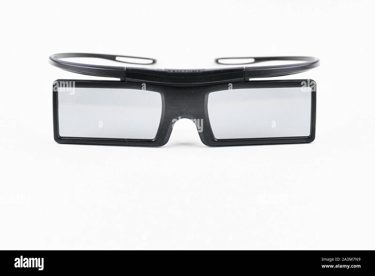 3D glasses on a white background. Three-dimensional movie. Immersion in ...