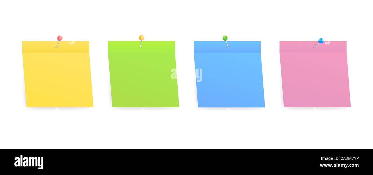 Sticky colored notes. Post note paper. Vector stock illustration Stock ...