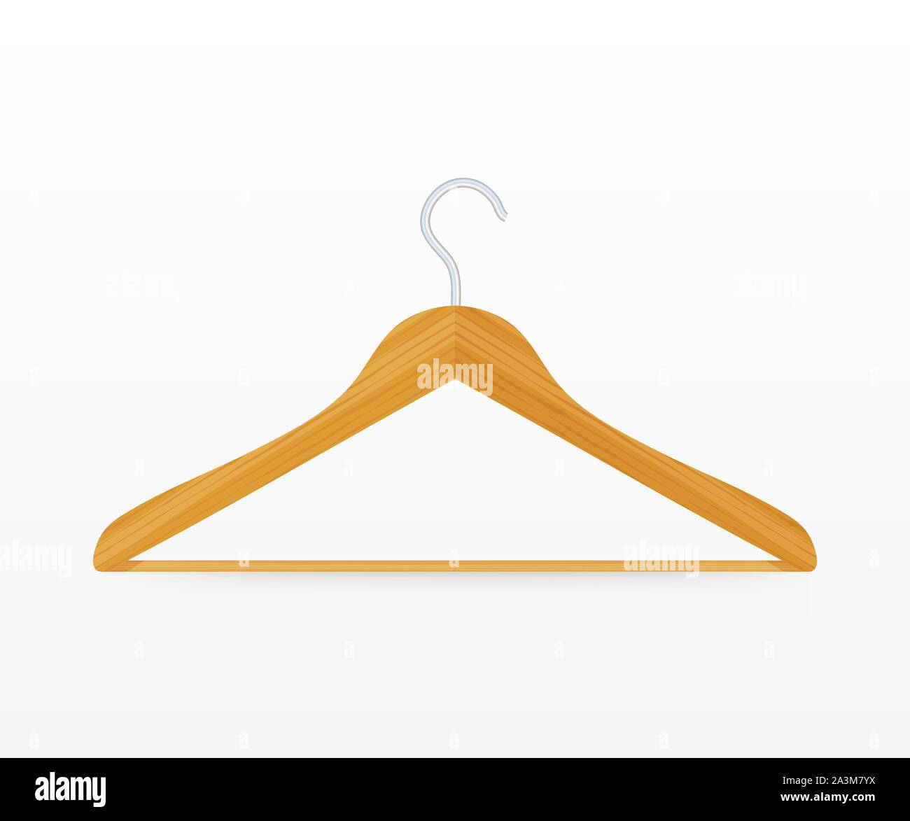 Realistic vector clothes coat wooden hanger close up isolated on white ...