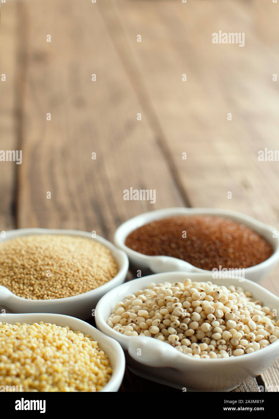 Gluten free grains - amaranth, sorghum grain, teff and millet Stock ...