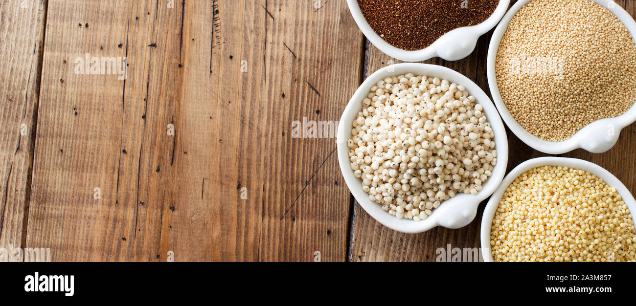 Gluten free grains - amaranth, sorghum grain, teff and millet Stock ...