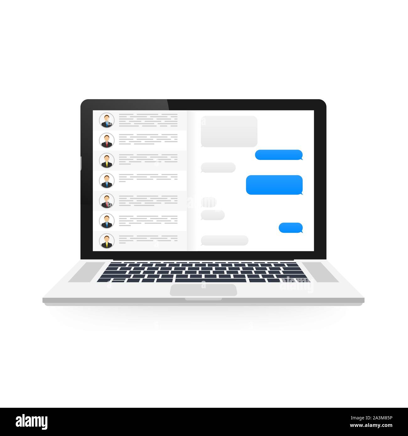 Social network concept. Blank template. Laptop with messenger ...