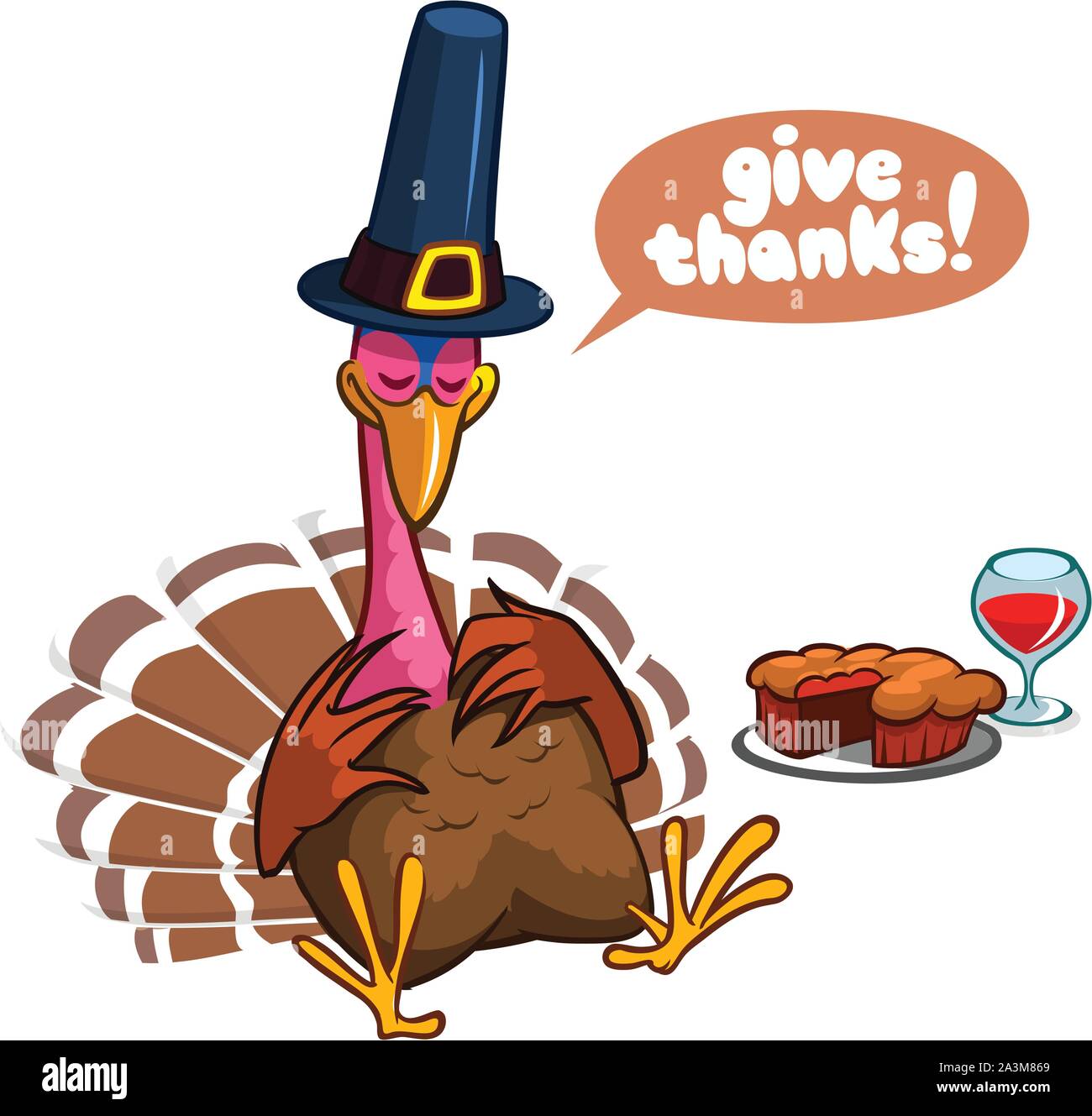 Thanksgiving cartoon turkey character sleeping. Isolated vector ...