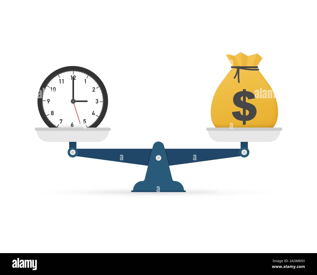 Time is money on scales icon. Money and time balance on scale. Vector ...