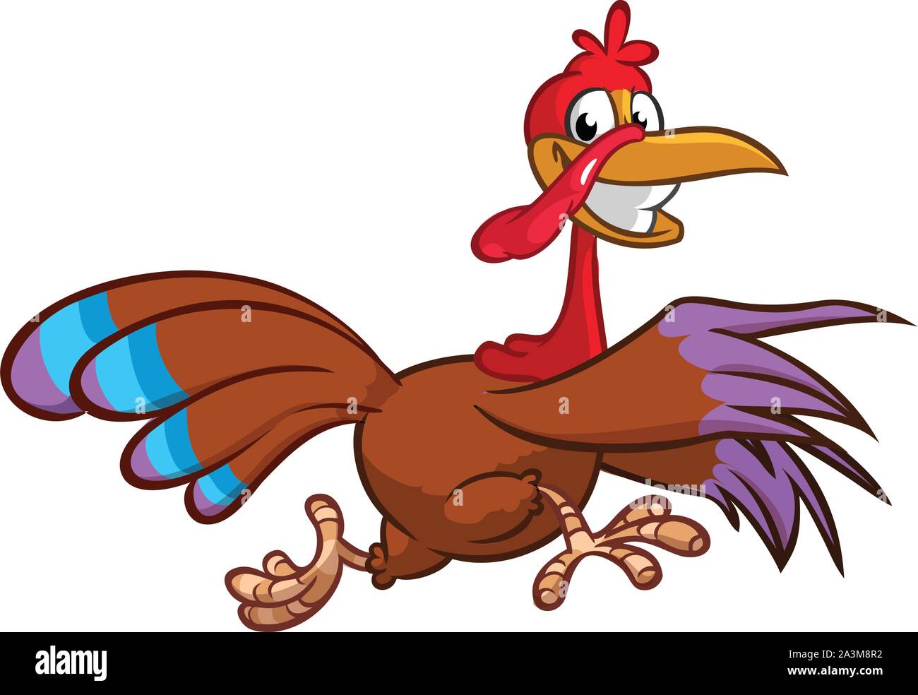Turkey Escape Cartoon Character with contour. Thanksgiving Vector ...