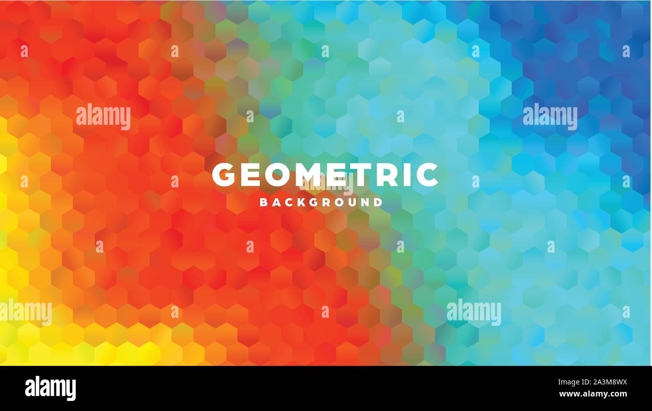 Hexagonal polygonal abstract background. Colorful triangle gradient design. Low poly hexagon ...