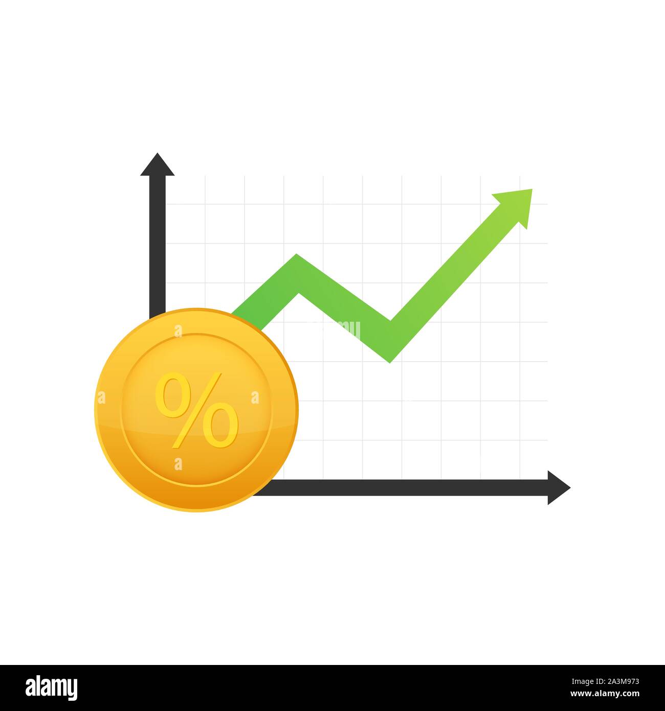 Percent growth chart. Credit percentage symbol. Vector illustration ...