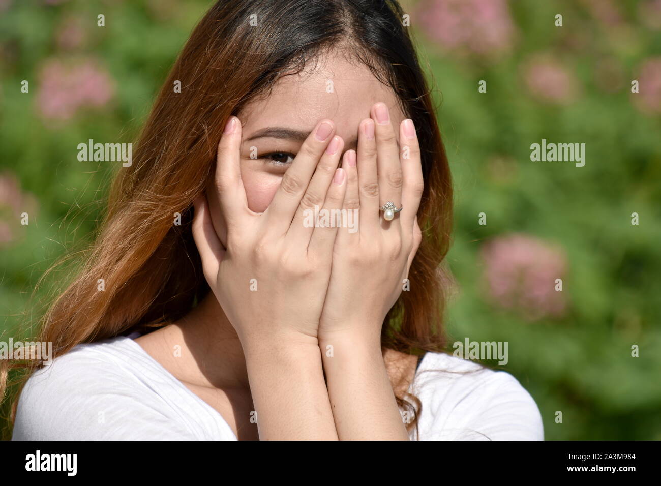 An Adult Female Afraid Stock Photo - Alamy