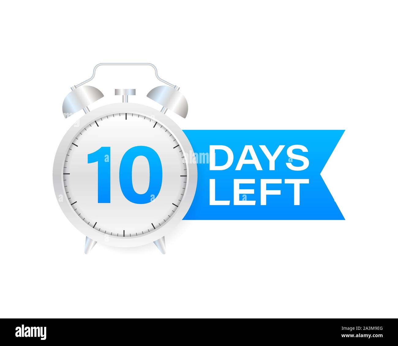 10 days left on allarm clock on white background. Vector illustration ...