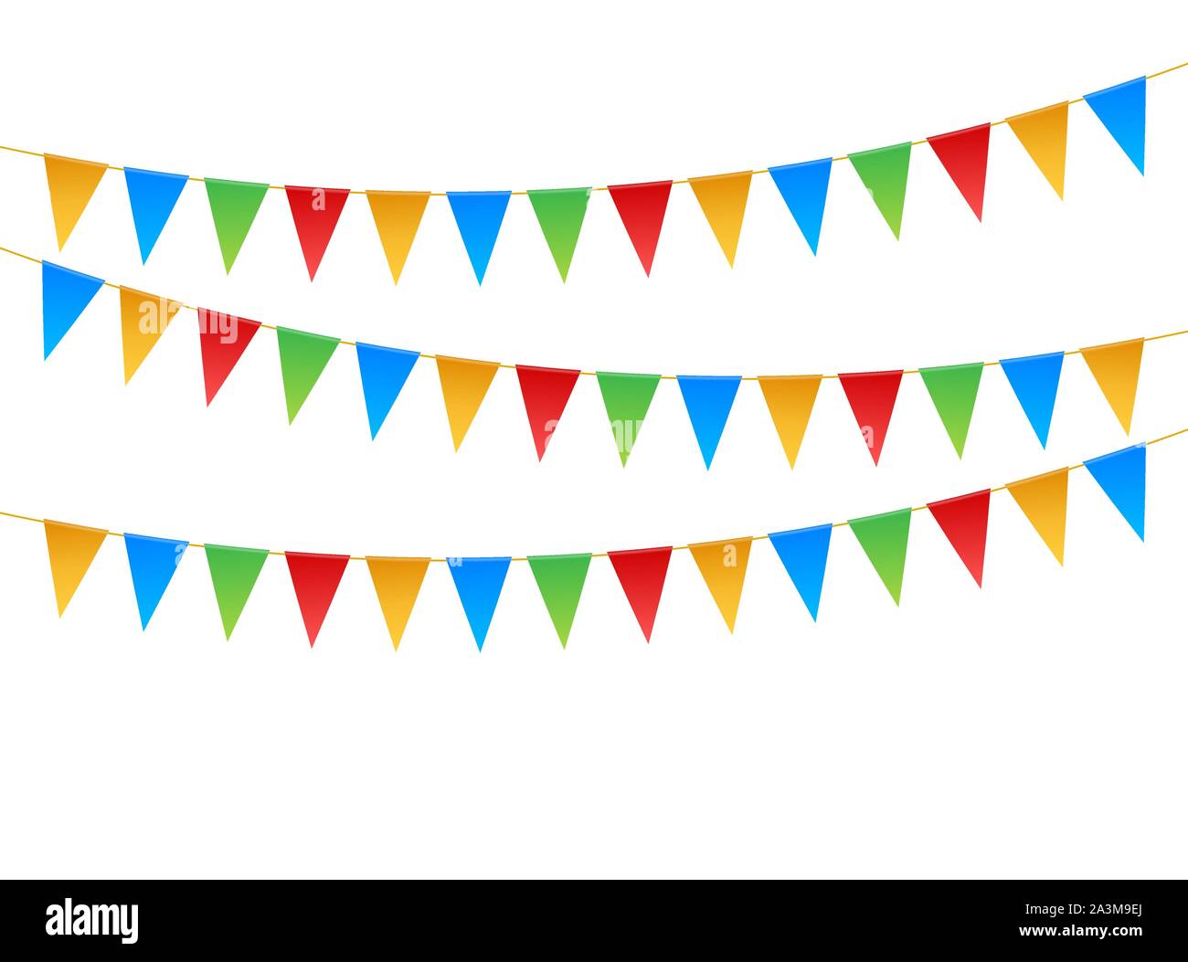 Birthday party invitation banners. Set of flag garlands. Vector ...