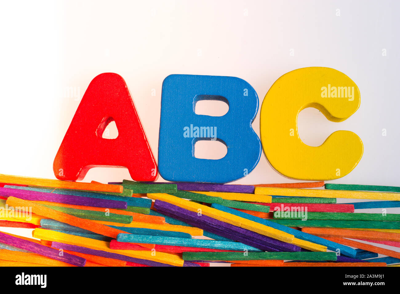 Alphabet ABC wooden letters for early education concept Stock Photo - Alamy