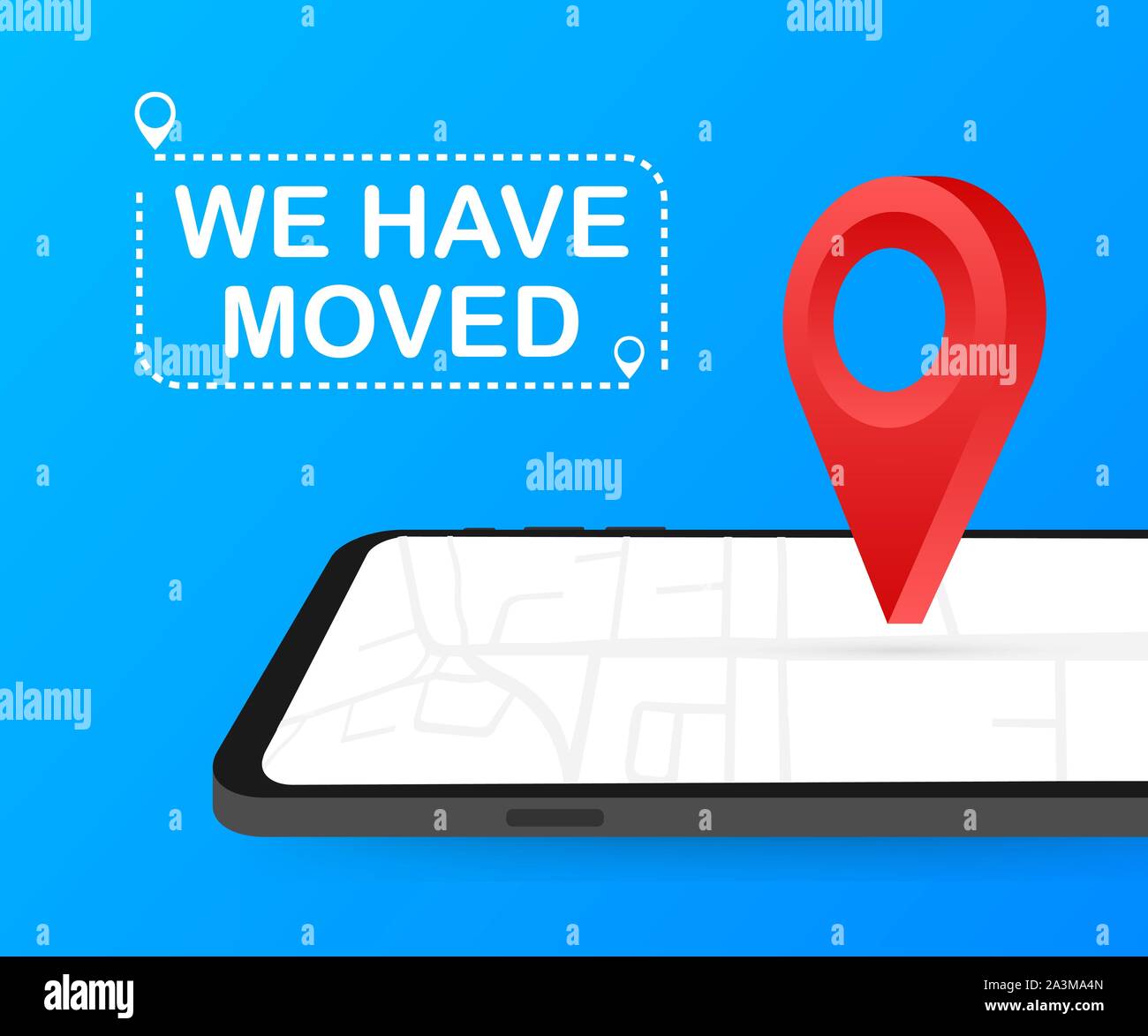 We have moved. Moving office sign. Clipart image isolated on blue ...