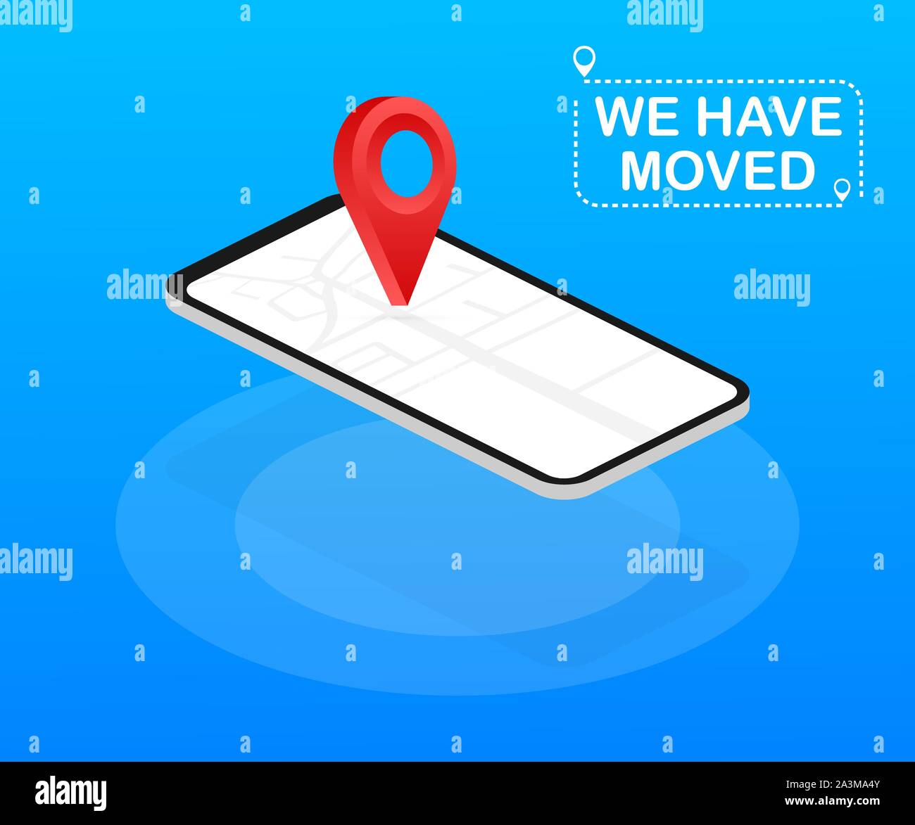 We have moved. Moving office sign. Clipart image isolated on blue ...