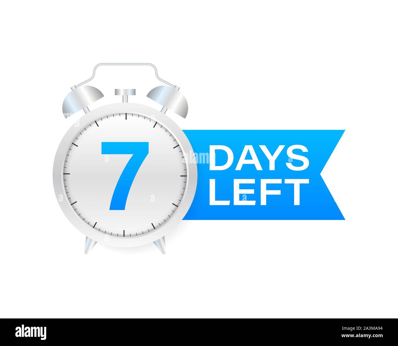 7 days left on allarm clock on white background. Vector illustration ...