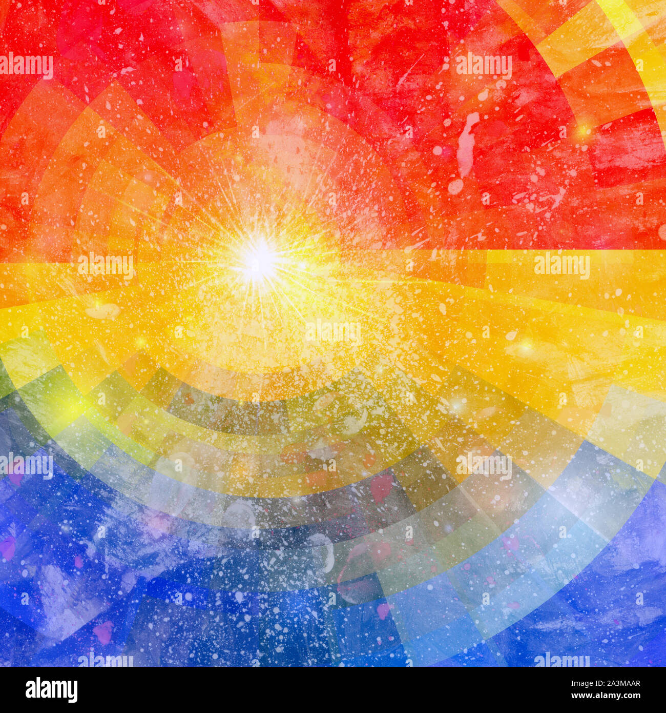 Abstract retro watercolor multicolored background with rays Stock Photo ...