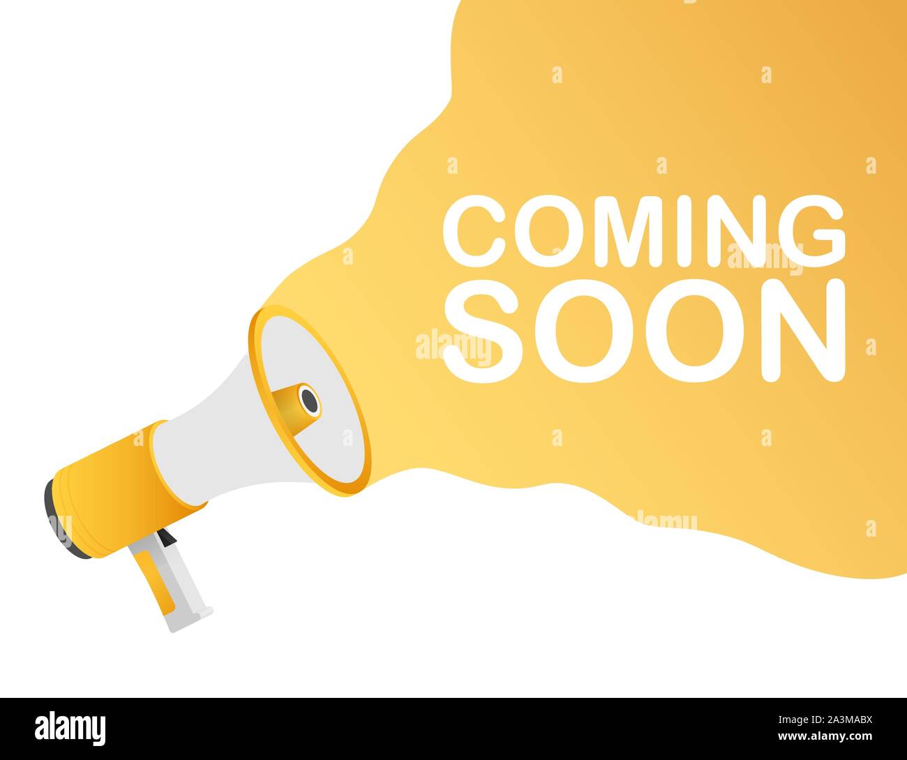 Megaphone Hand, business concept with text coming soon. Vector ...
