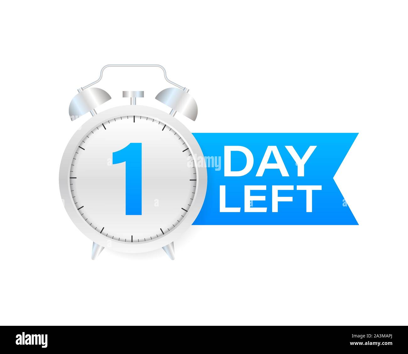 1 day left on allarm clock on white background. Vector illustration ...