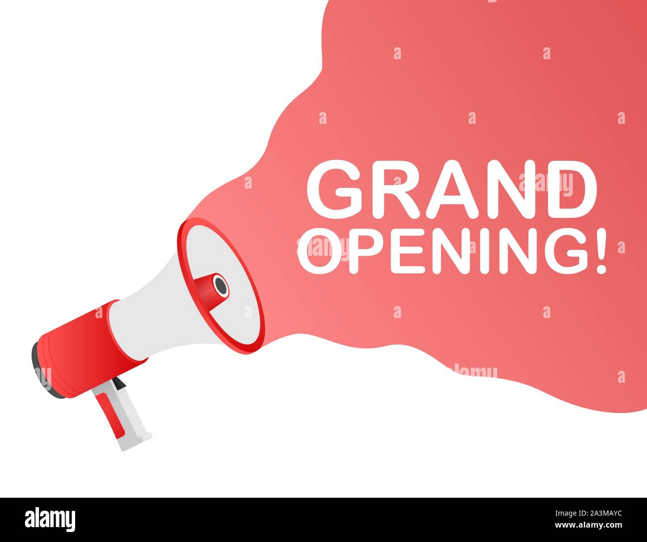 Megaphone Hand, business concept with text Grand opening. Vector ...