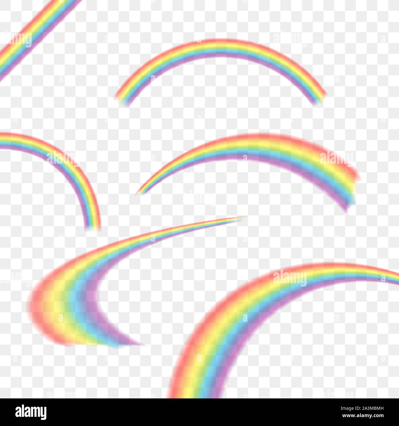 Rainbows in different shape realistic set on transparent. Vector stock ...