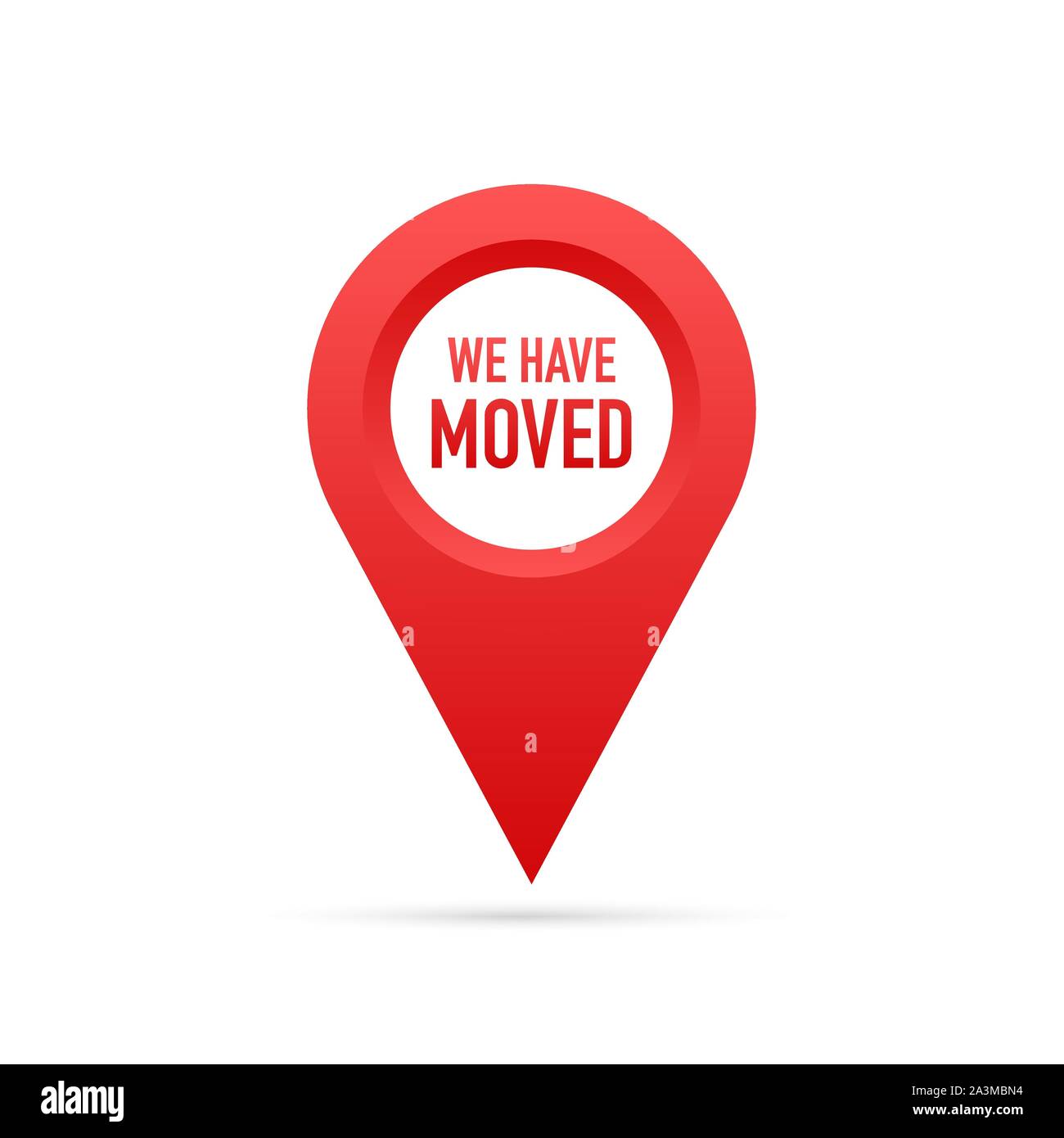We have moved. Moving office sign. Clipart image isolated on red ...
