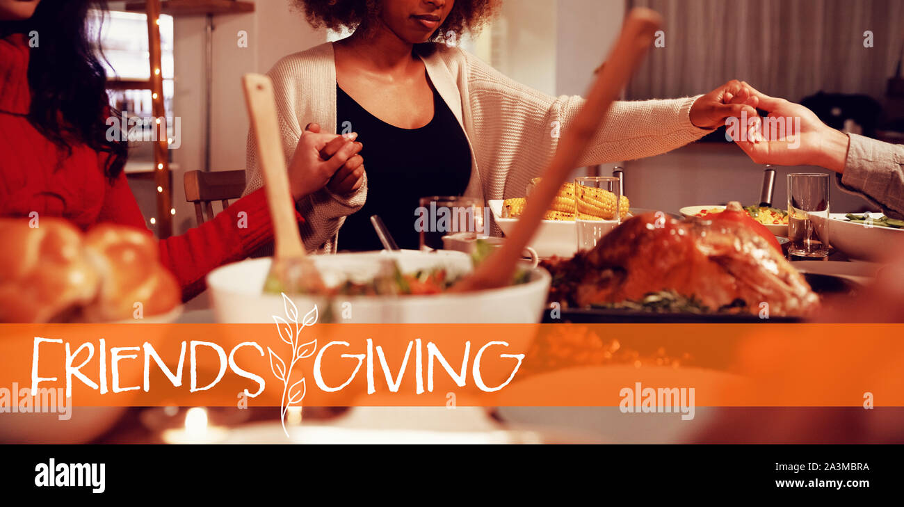 Composite image of happy friendsgiving Stock Photo - Alamy