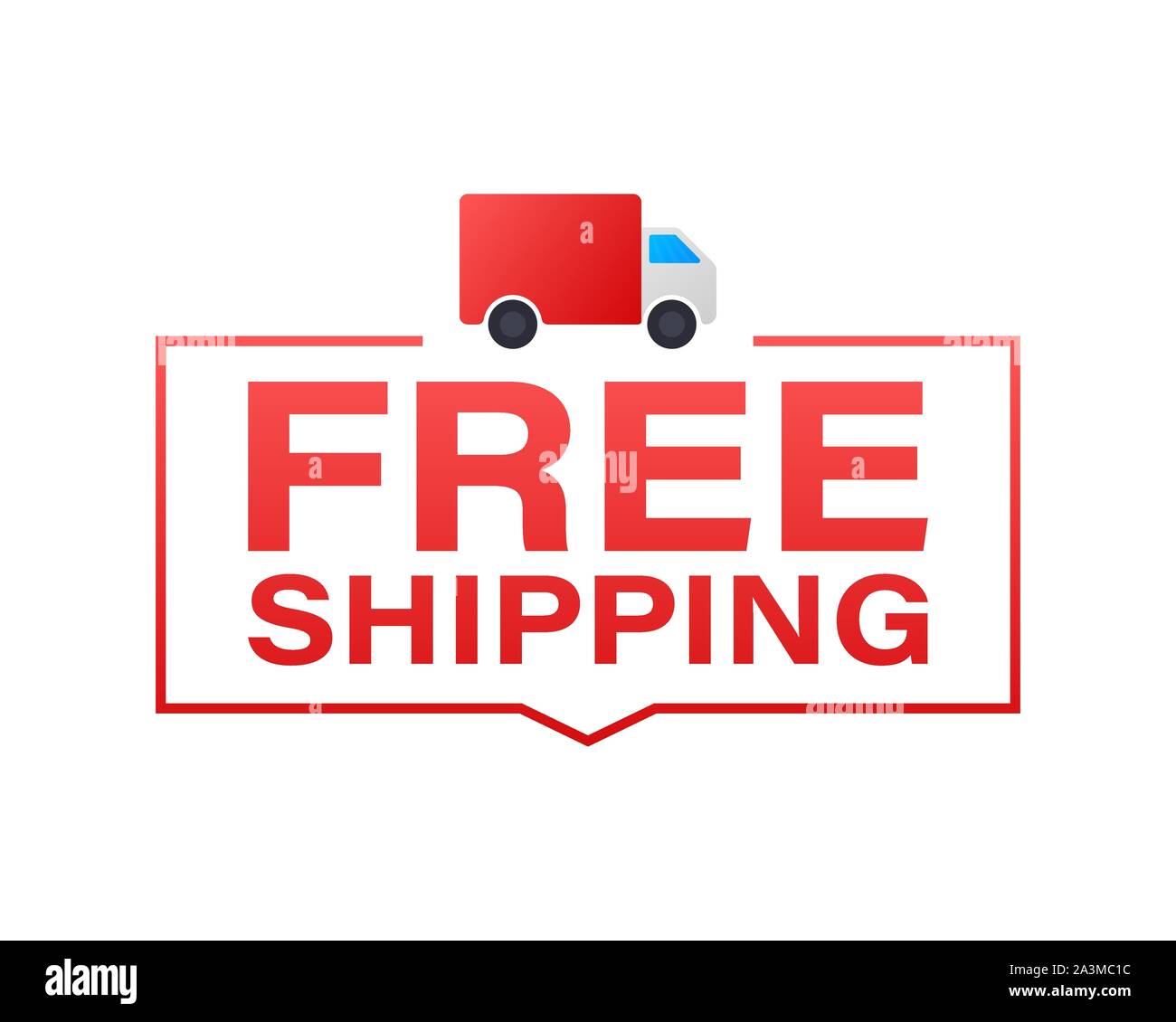 Free shipping concept. Delivery truck transporting a cardboard package ...